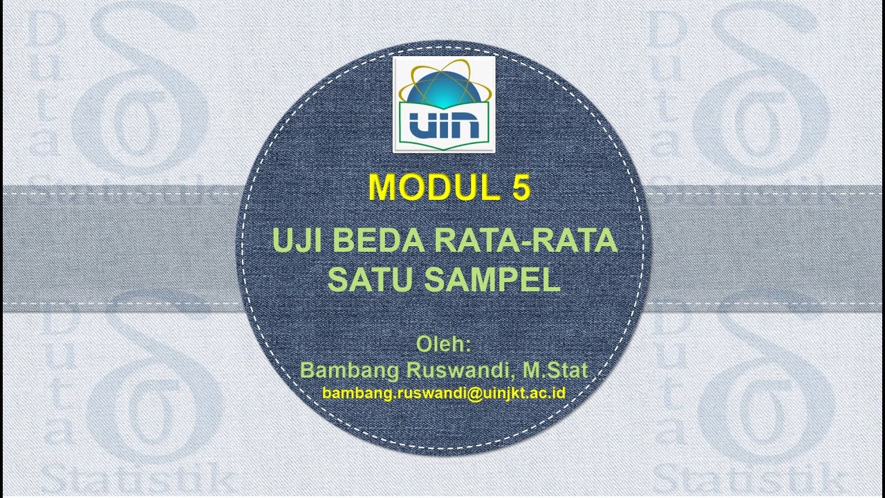 Modul 5 - Uji Beda Rata rata Satu Sampel - YouTube