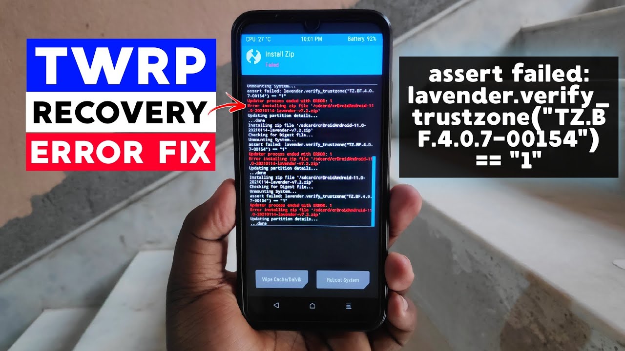 Twrp Error Fix Assert Failed Lavenderverifytrustzonetzbf407 00154 1 Youtube