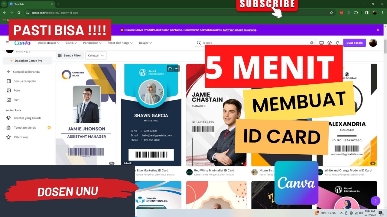 Cara Mudah Membuat ID CARD dengan Canva - YouTube