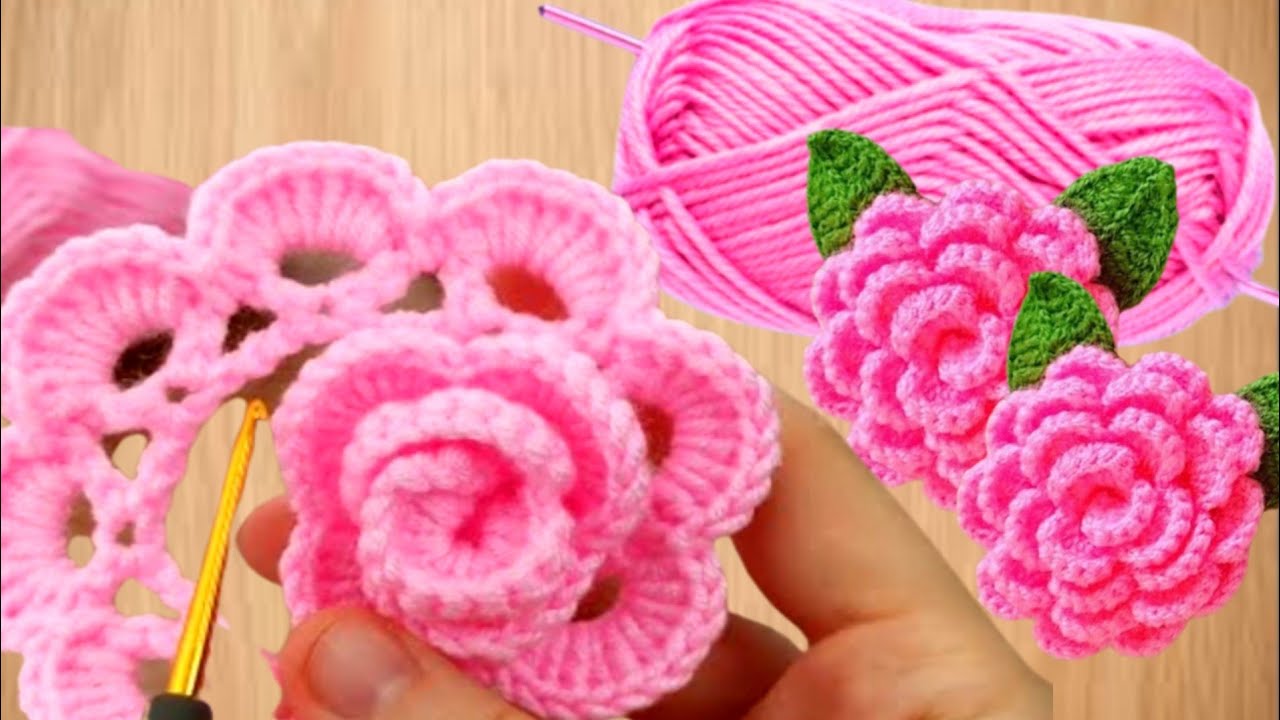Very Easy To Make Gorgeous Pink Rose Making /Amazing Woolen Rose Making ...