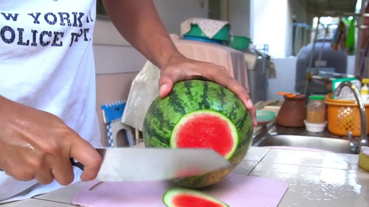 Watermelon Cutting Skills - Cutting Watermelon Sounds ASMR - YouTube