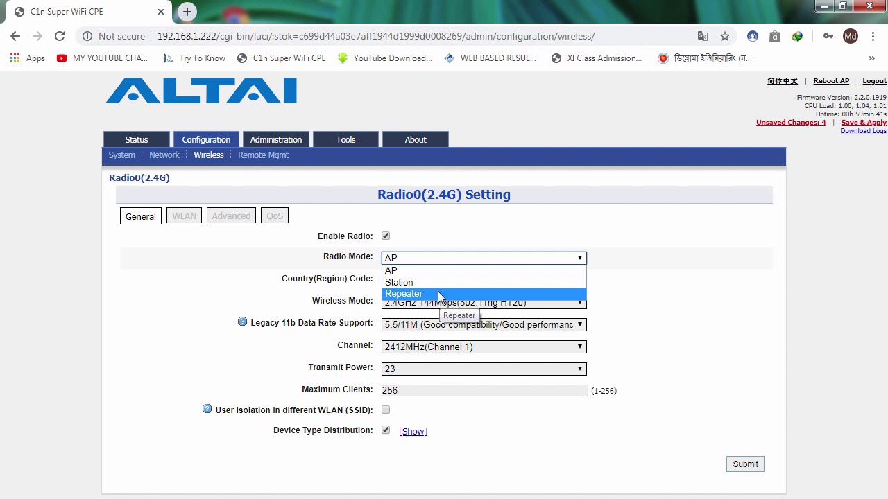 Altai c1n Device Super wifi configuration Full 2020 Bangla | C1nC1an ...