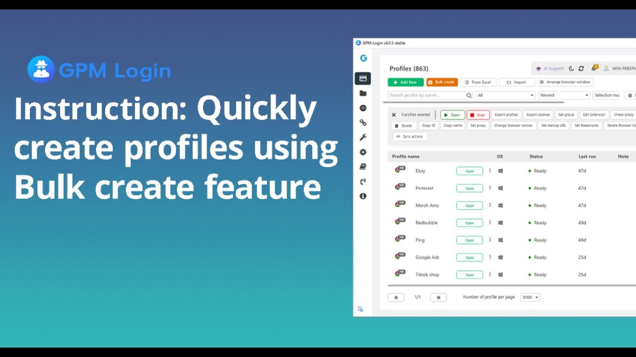 Create 1000+ Profiles FAST with GPM Login (Bulk Create Tutorial 2025 ...