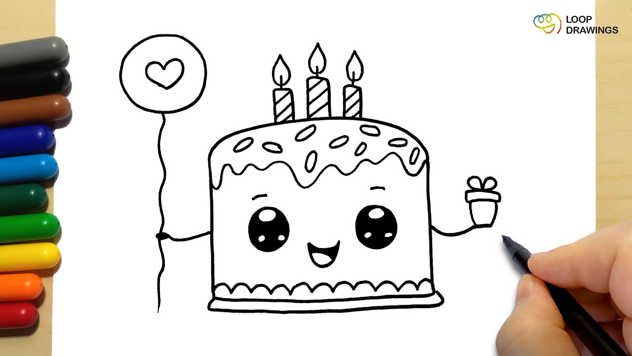 How to draw a Cute Birthday Cake 🎂😋 | Easy - YouTube