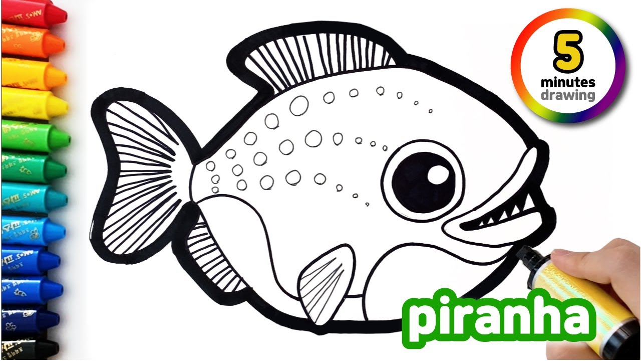 피라냐를 그려보자!/Let’s draw and paint piranha/ Octonauts/색칠놀이//바다탐험대 옥토넛 ...
