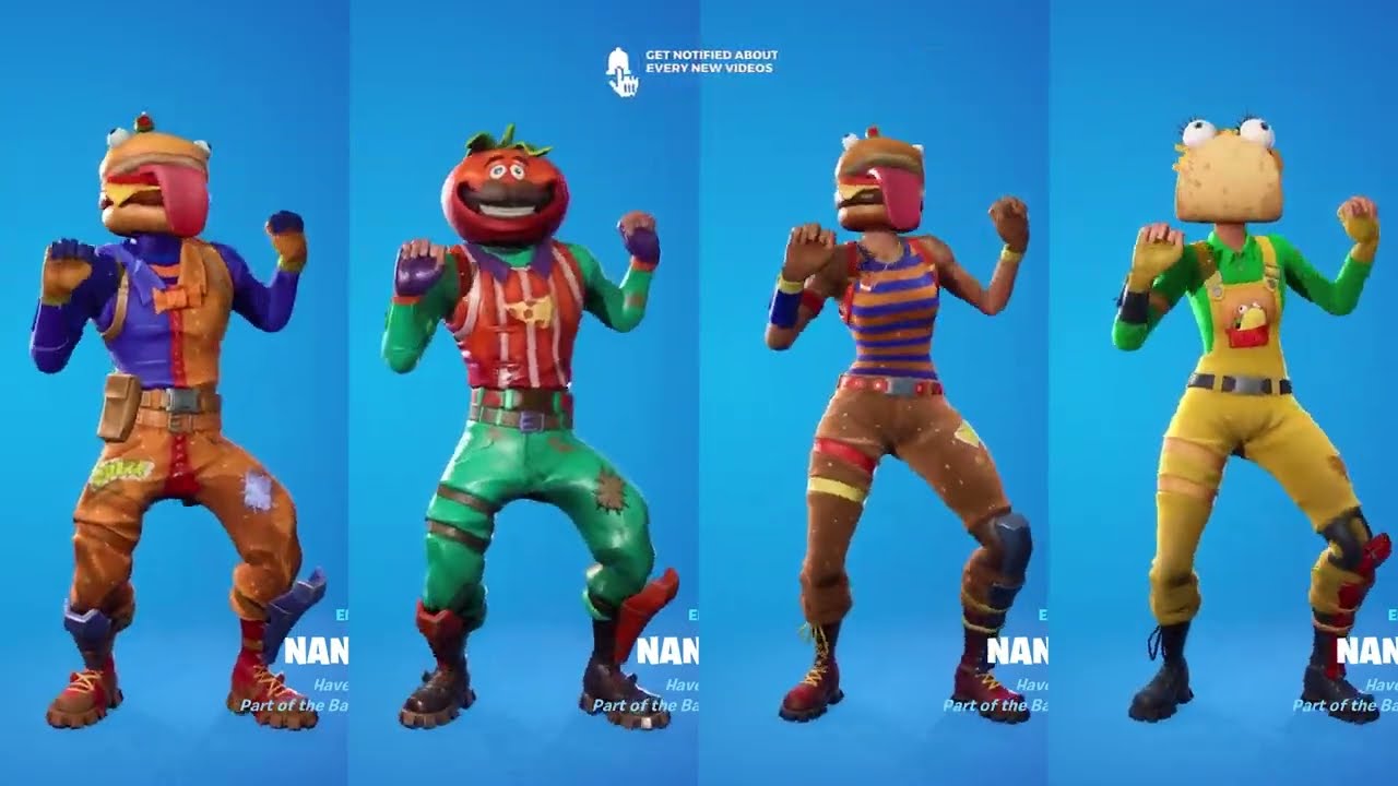 All Fortnite Food Skins Doing Best Emotes - YouTube