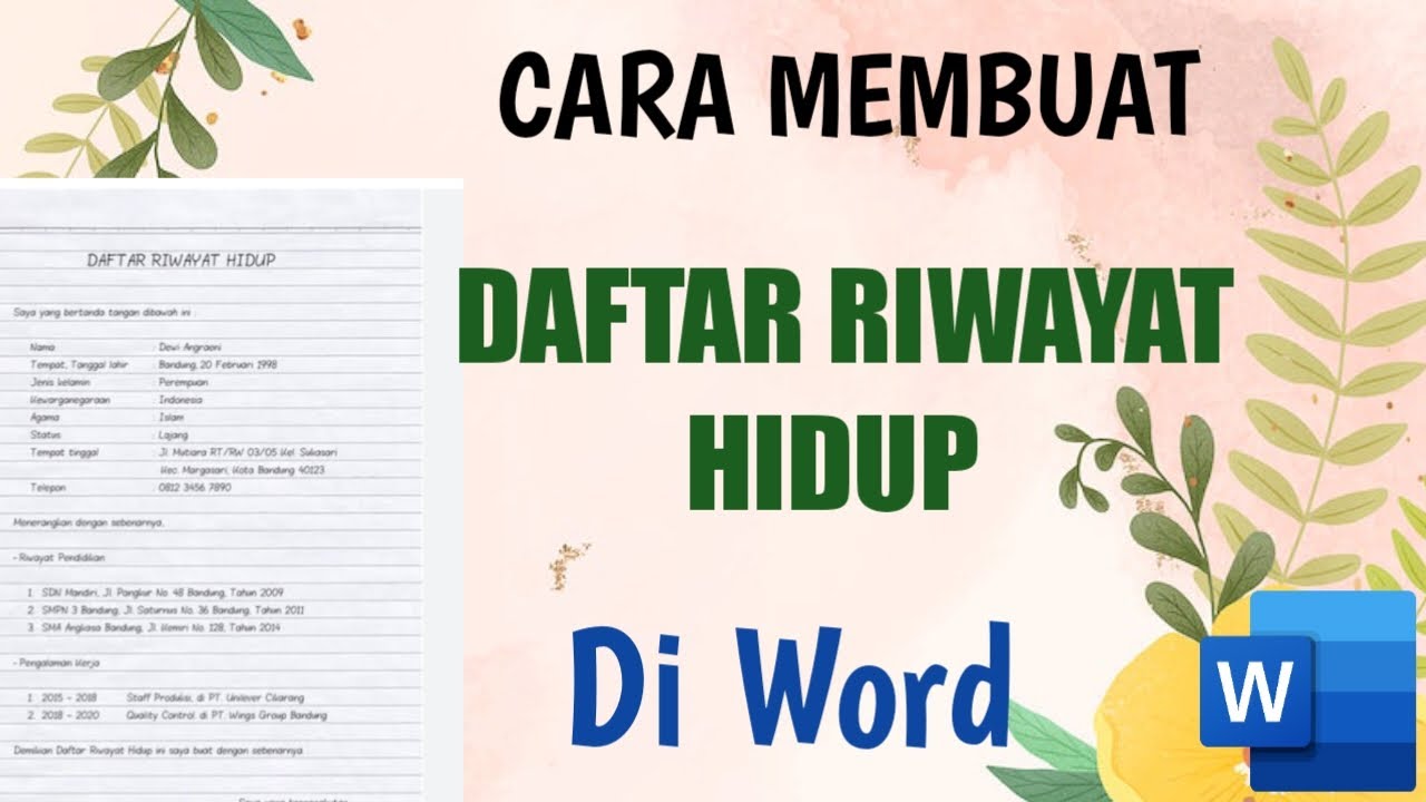 Cara Membuat Daftar Riwayat Hidup dengan Mudah di word - YouTube