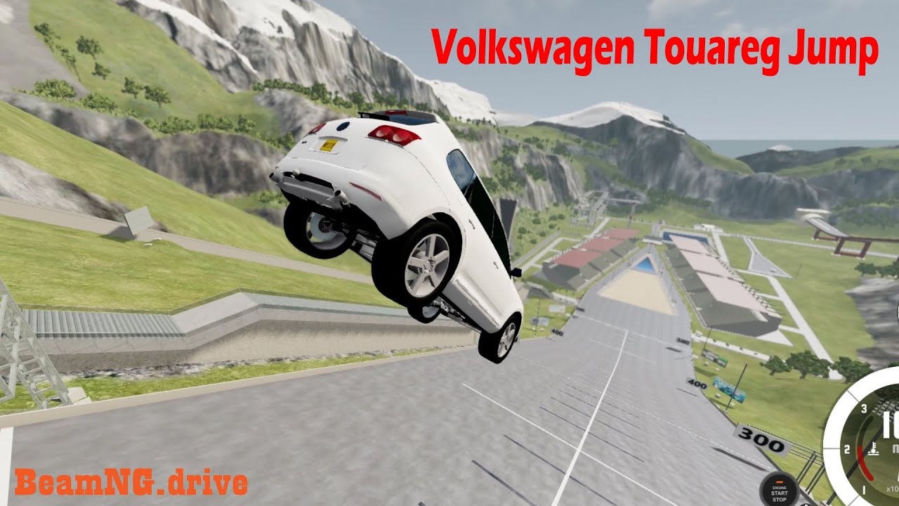 Volkswagen Touareg jump off a big ramp / beamNG.drive - YouTube