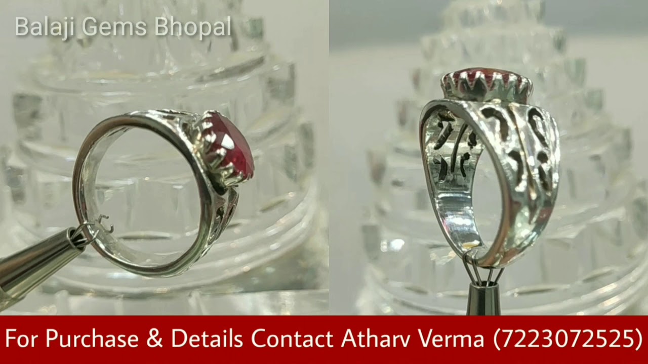 Ruby (Manik) Gemstone Silver Ring | Designer Pure 925 Silver Ring - YouTube