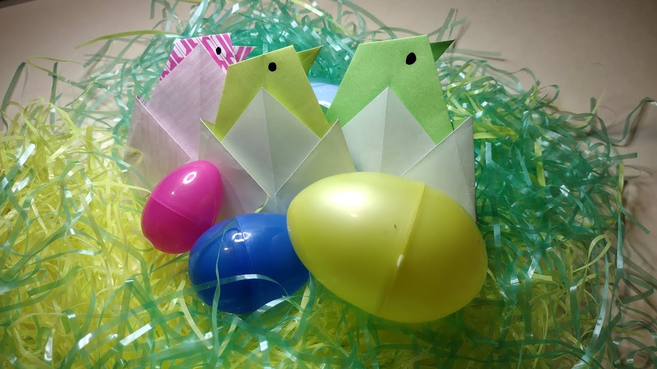How to make an easy Origami Easter chick in egg - YouTube