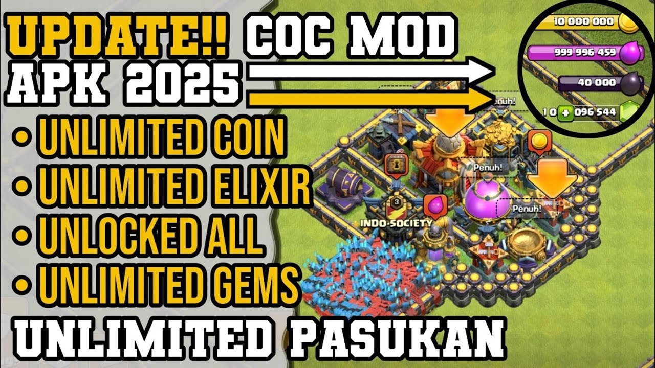 Update!! Coc Mod Apk Versi Terbaru 2025 No Password | Unlimited Pasukan ...