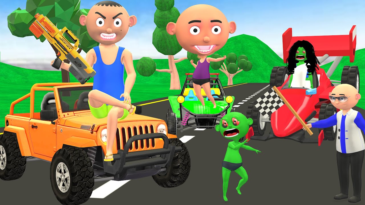 Pagal Tinkoo Pinku 09 | Car Race Cartoon कार रेस Desi Comedy Video ...