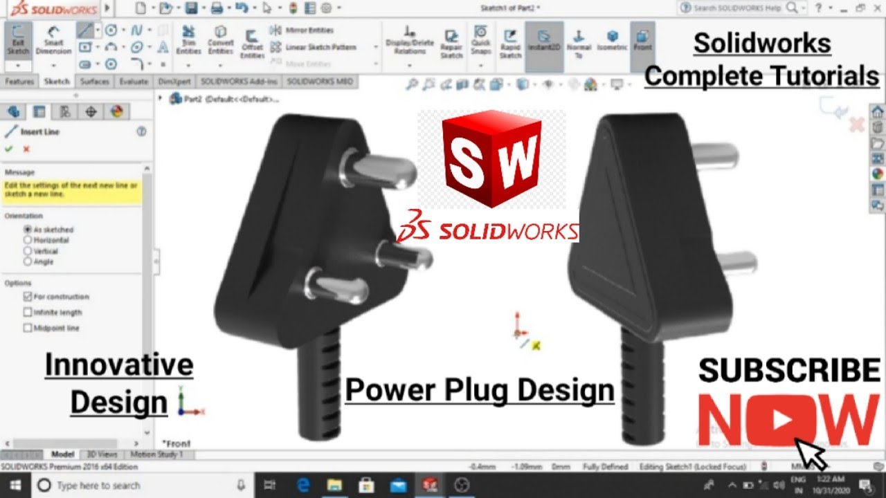Solidworks Tutorials | Sketch AC Power Plug In Solidworks - YouTube