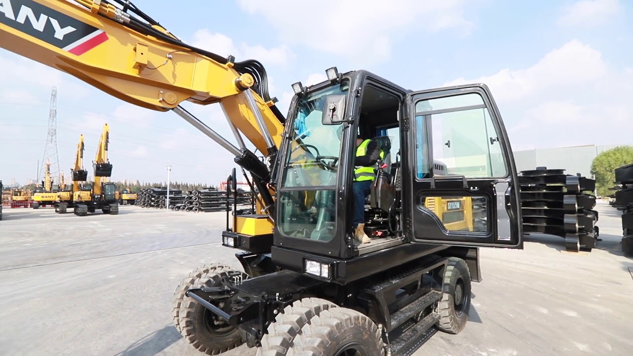 Sany Small Excavator SY155W Walkaround - YouTube