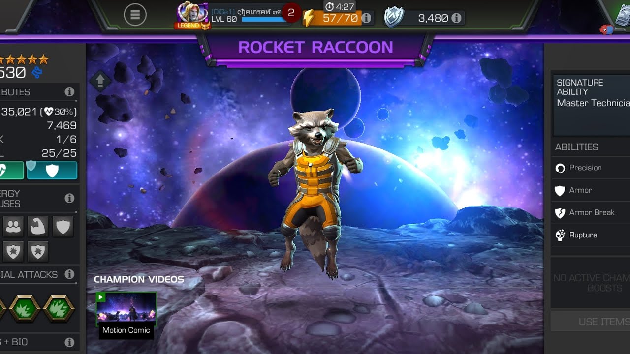 Marvel Contest of Champions- 7* Rocket Raccoon / I think it's a good ...