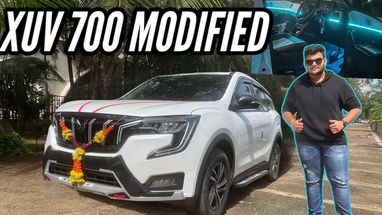 MAHINDRA XUV 700 MODIFIED WITH ACTIVE AMBIENT LIGHT SEATCOVER FOOTSTEP ...