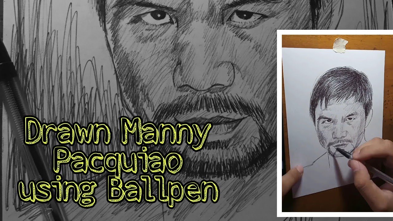 Quick Sketch drawn "Manny Pacquiao" using Ballpen - YouTube