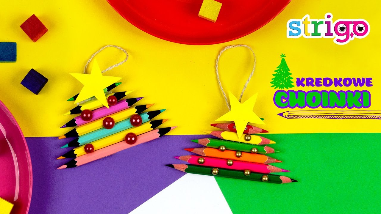 Jak zrobić choinkę z kredek? Bombki na choinkę! Prace plastyczne dla ...