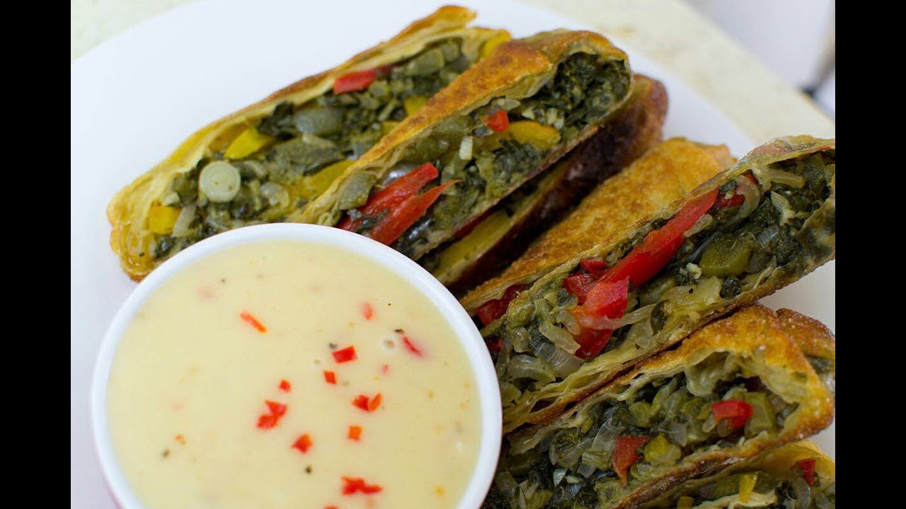 Callaloo Eggrolls with Habanero Beer Cheese Sauce - YouTube