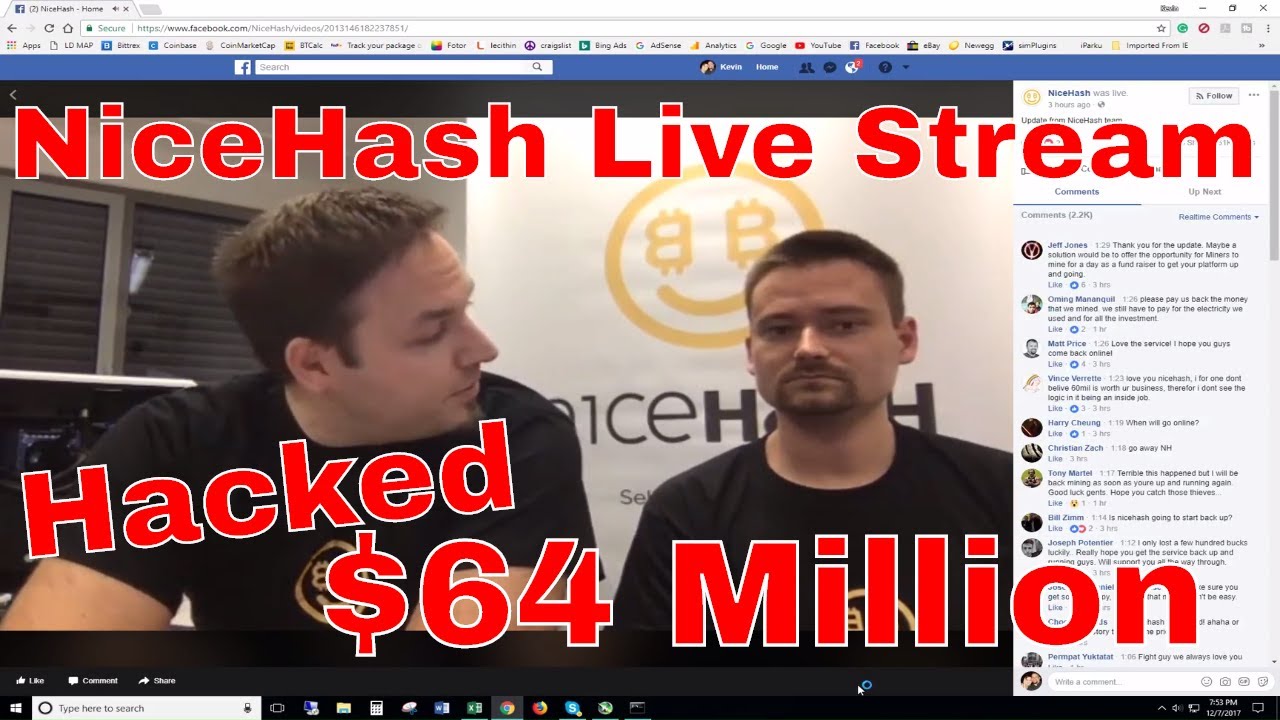 NiceHash LIVE STREAM after $64 million dollar hack! Owners Explain. - YouTube