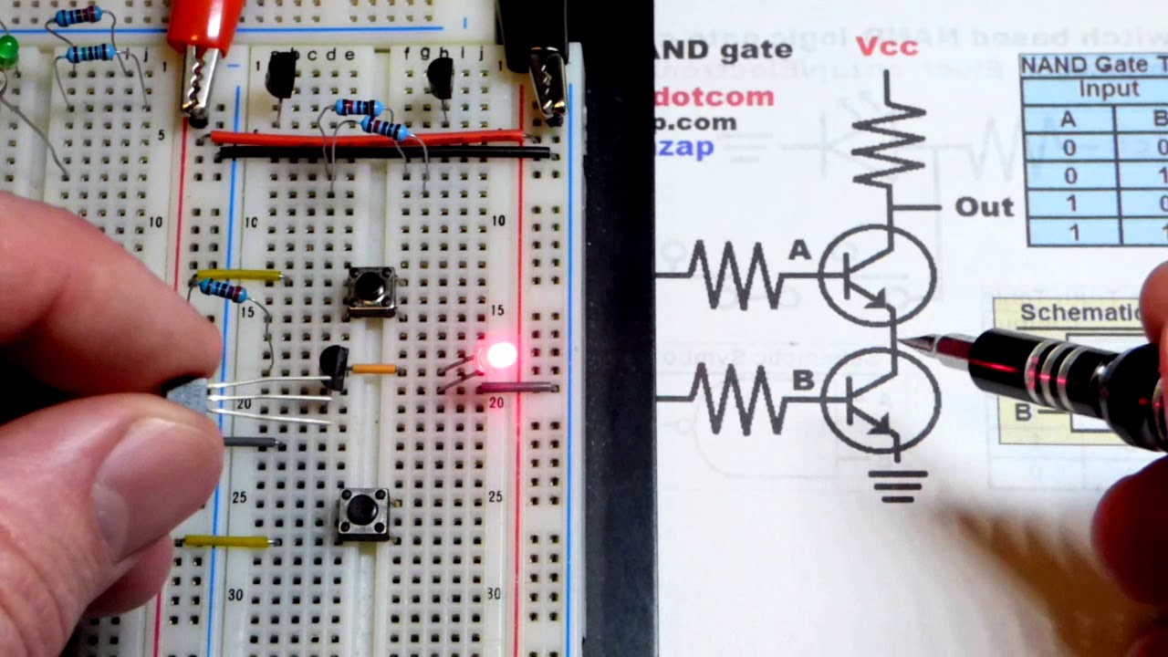 Quick NAND logic gate usng 2N2222 NPN BJTs electronics circuit by ...
