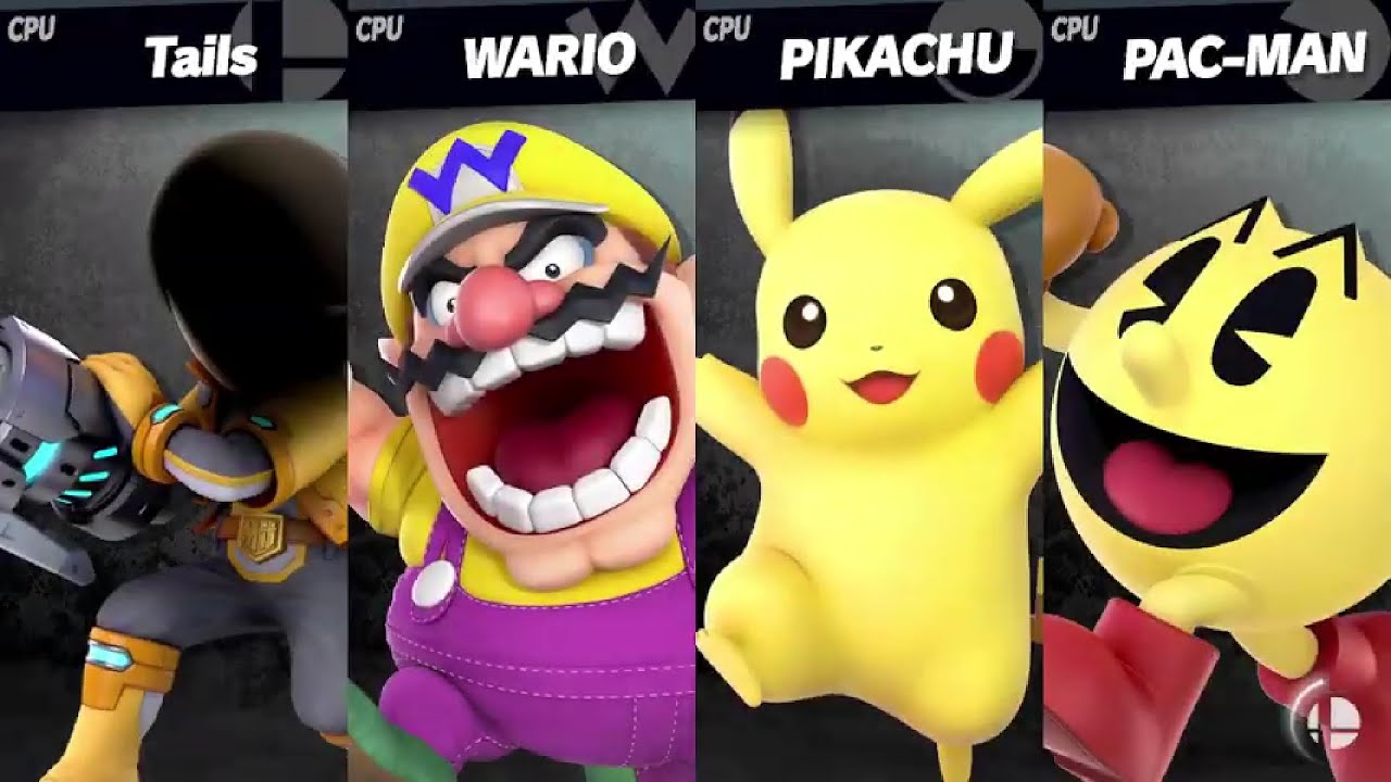 Smash Ultimate EX Tails VS Wario VS Pikachu VS Pac-Man - YouTube