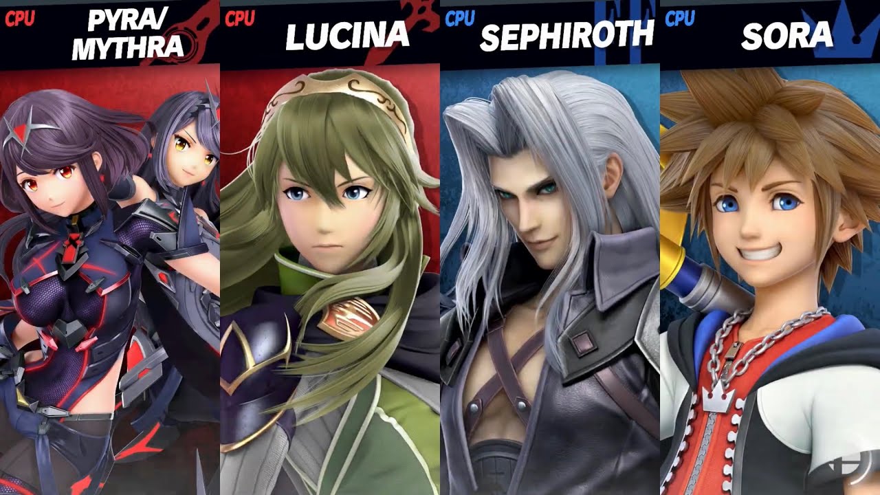 Super Smash Bros. Ultimate - Pyra/Mythra & Lucina vs Sephiroth & Sora ...