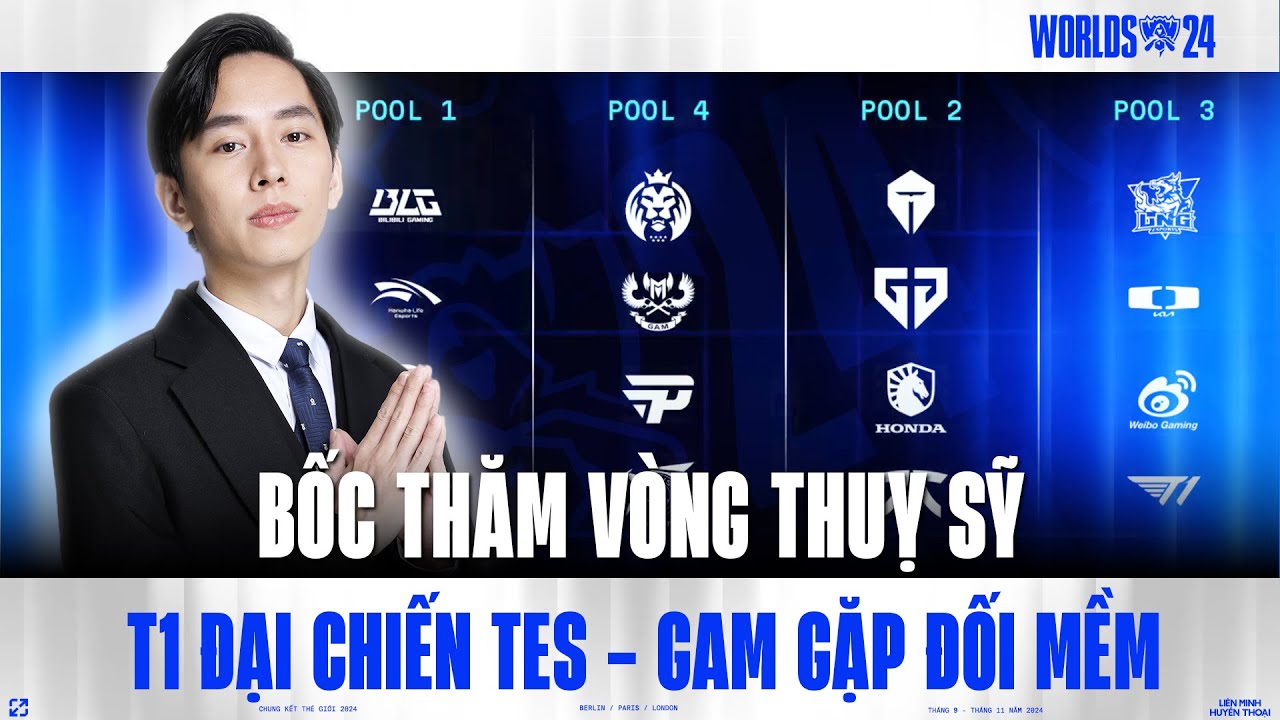 BỐC THĂM SWISS STAGE CKTG 2024: T1 CÙNG GEN ĐẠI CHIẾN TES & WBG | GAM ...