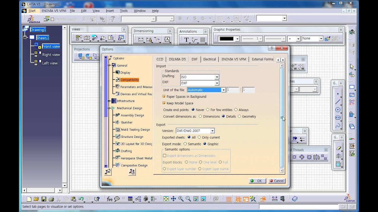 Catia Drawing의 Layer기능과 Autocad DWG 파일로 변환 - YouTube
