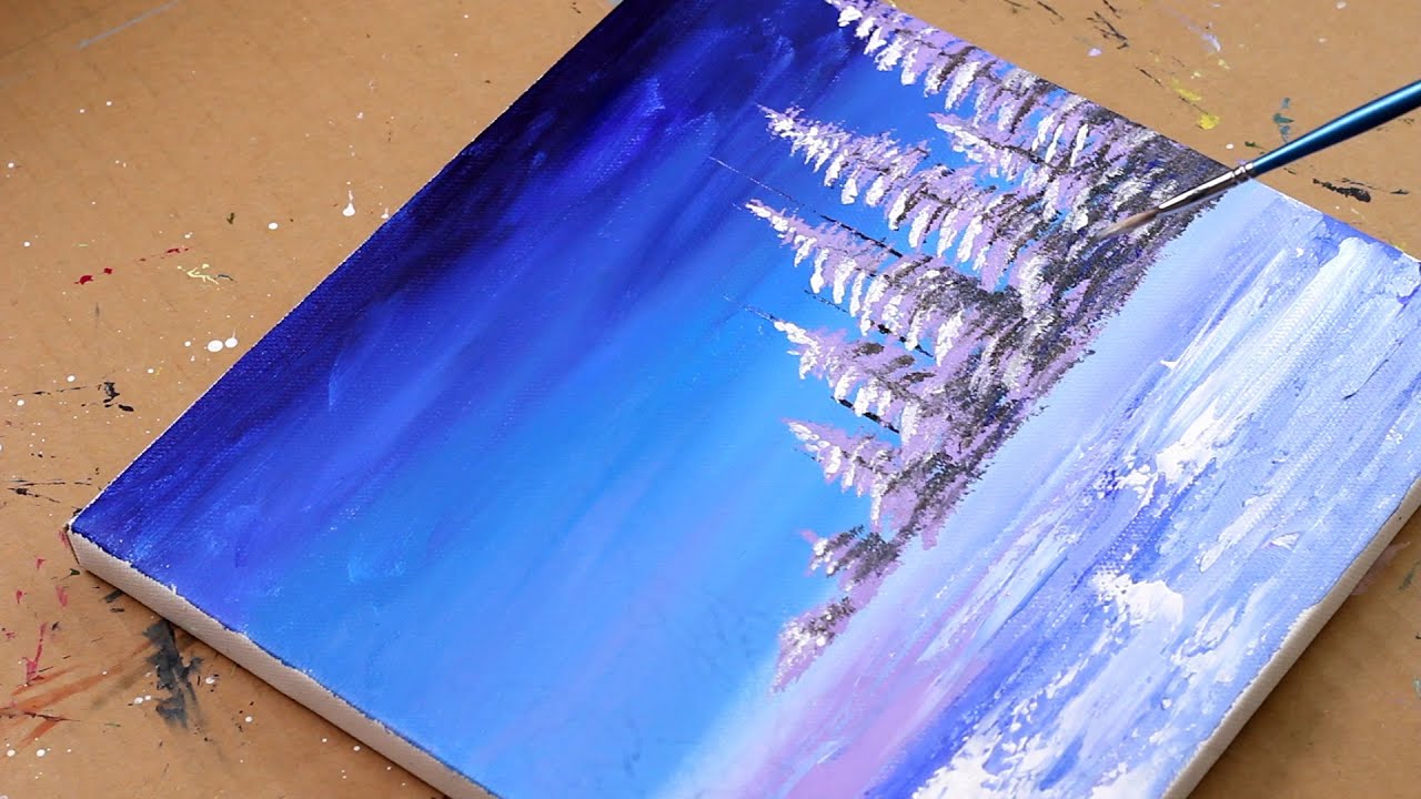 Forest Sea and Snow Plain Abstract Painting with acrylic / Daily Art ...