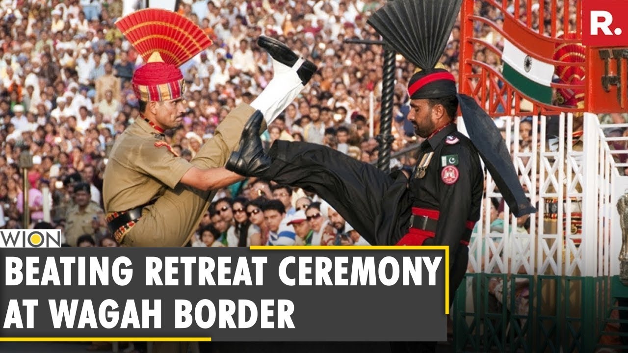 Beating retreat ceremony at Wagah-Attari Border on the occasion of ...