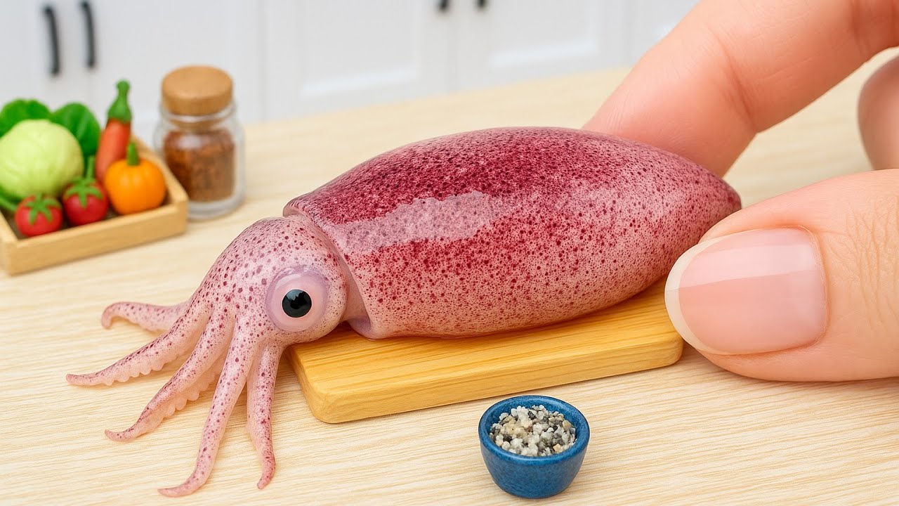 Diy Miniature | How To Cook Miniature Spicy Squid with Sauce - YouTube