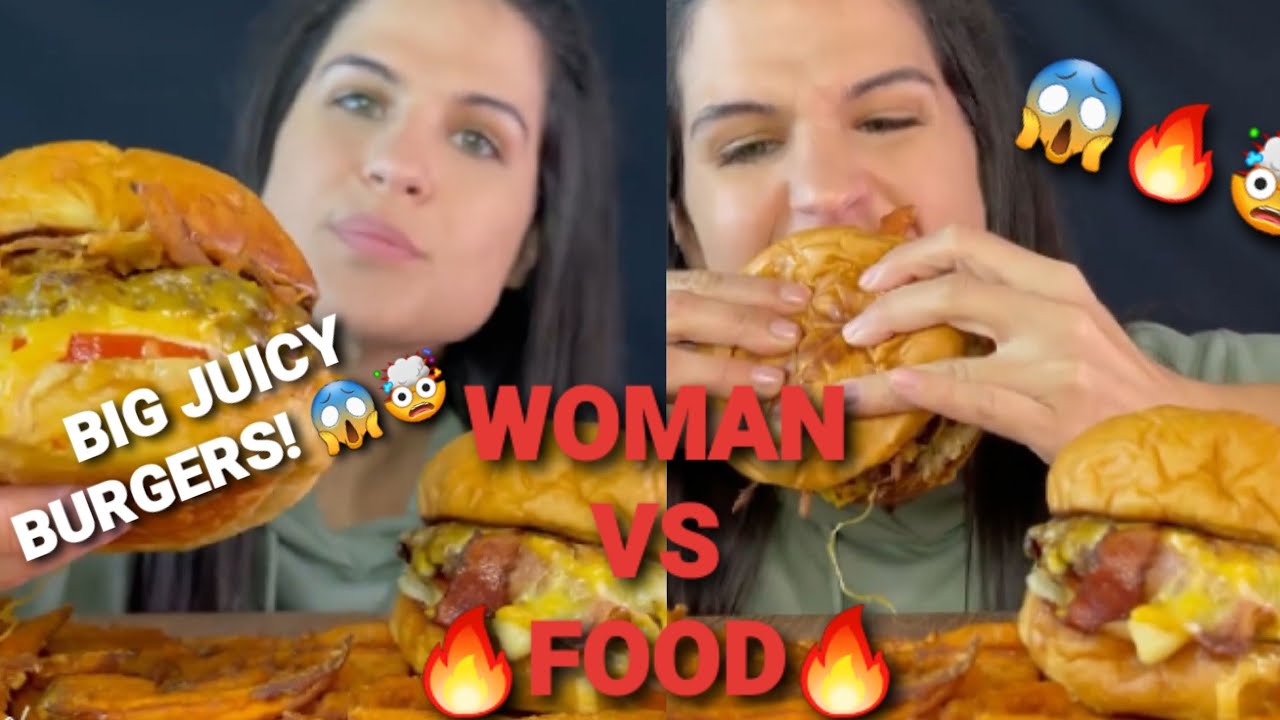 THIS MUKBANGER JUST ATE THE BIG JUICY BURGERS N FRIES|WOW|WOMAN VS FOOD ...