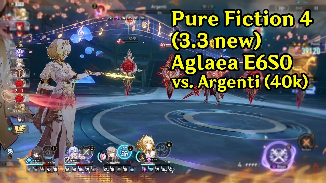 Pure Fiction IV (3.3 new) - Aglaea E6S0 (R.mei e2,Robin e1,RMC) vs. Argenti (40k pts) | HSR ...