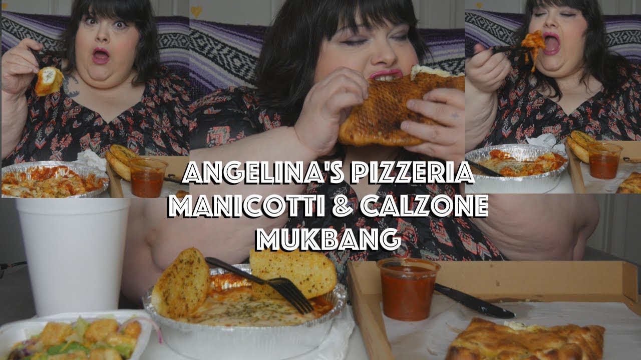 Angelina's Pizzeria Italian Calzone & Manicotti Dinner Mukbang - YouTube
