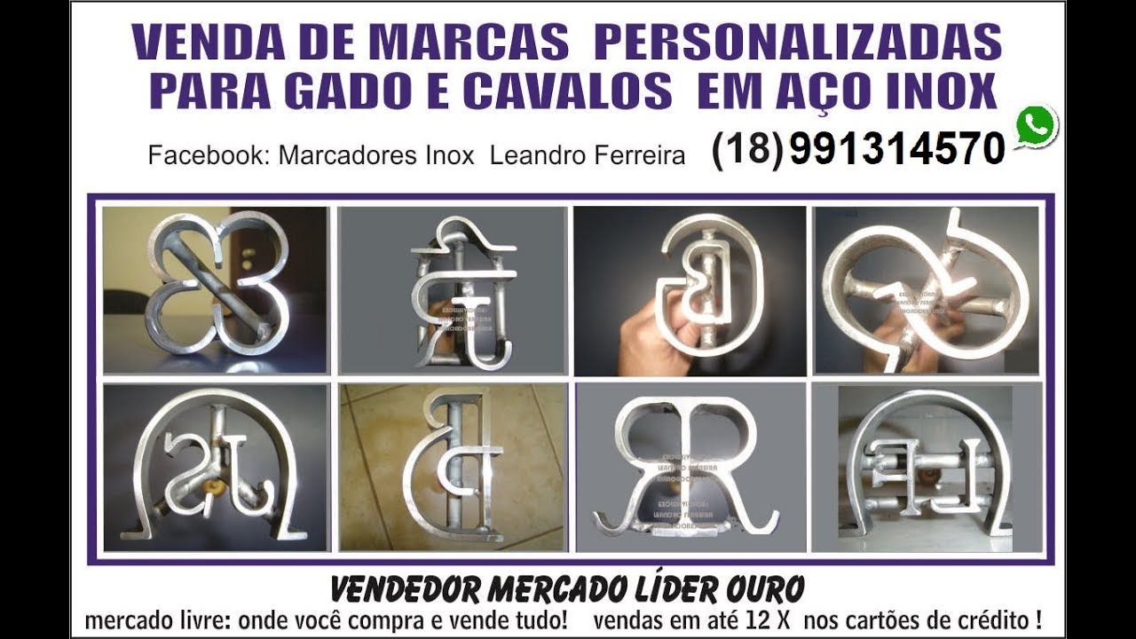 Marcadores personalizados em aço inox - Marca para Gado e Cavalo ...