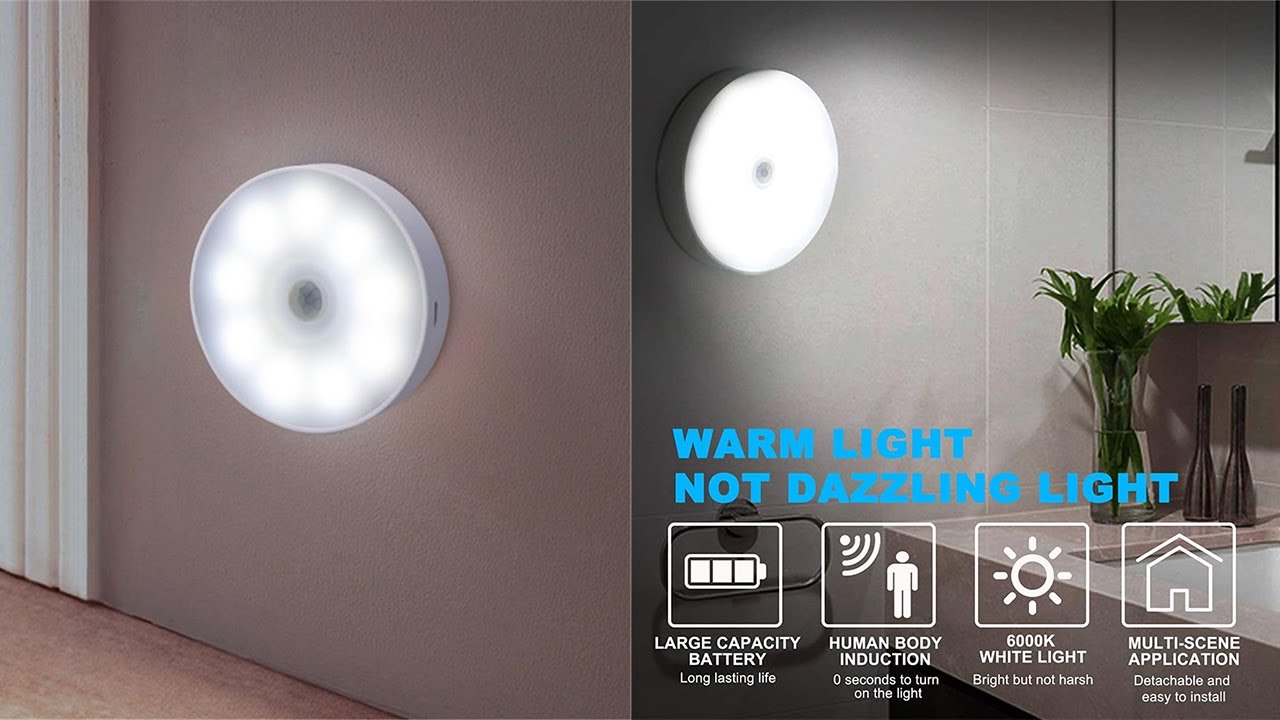 Sensor Night Light Motion Activated USB Rechargeable Intelligent Body ...