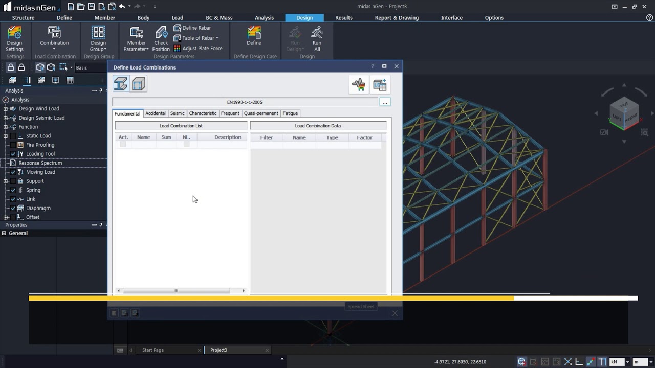 [midas nGen Tutorial] Steel Plant Structure_Design 01. Load Combinations - YouTube