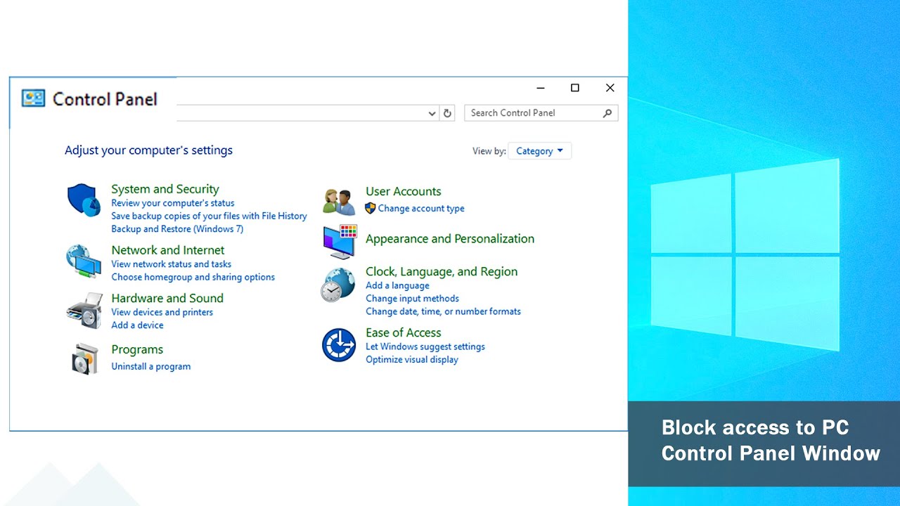 Block access to PC Settings and Control Panel Window - YouTube