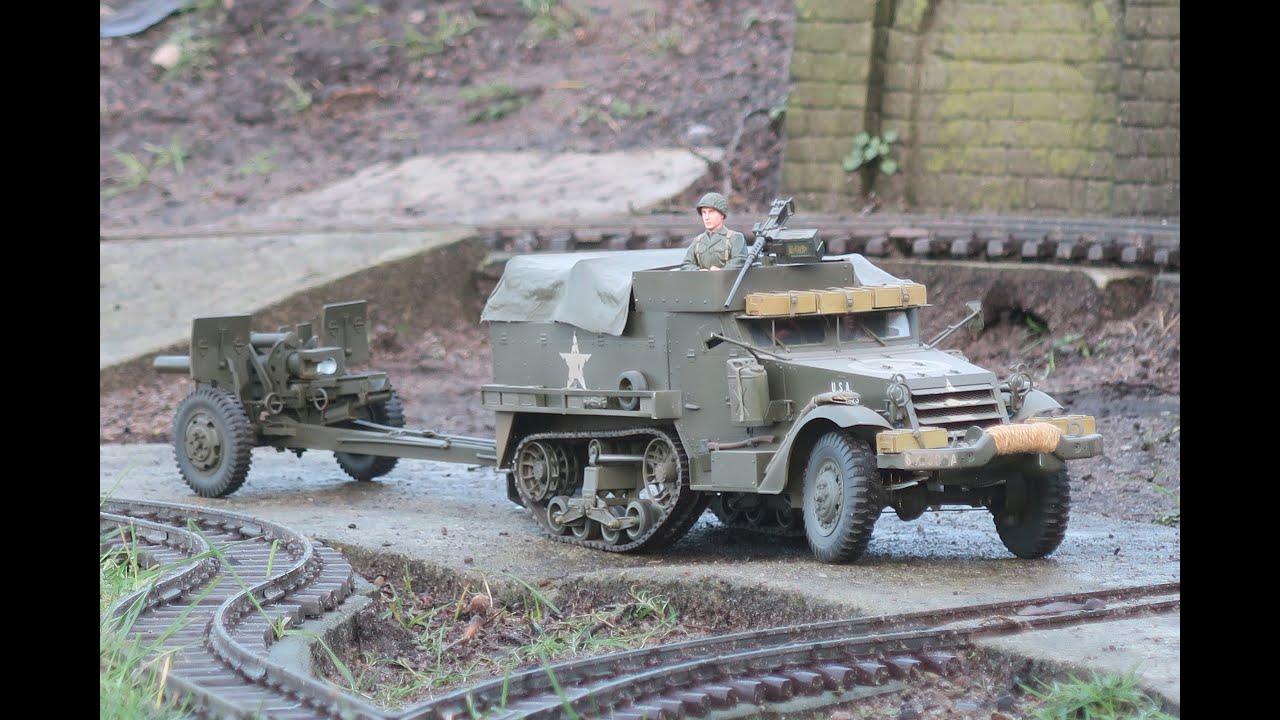 Torro M3 Halftrack (ex M16) + M1A2 Howitzer RC 1:16 Tank - YouTube