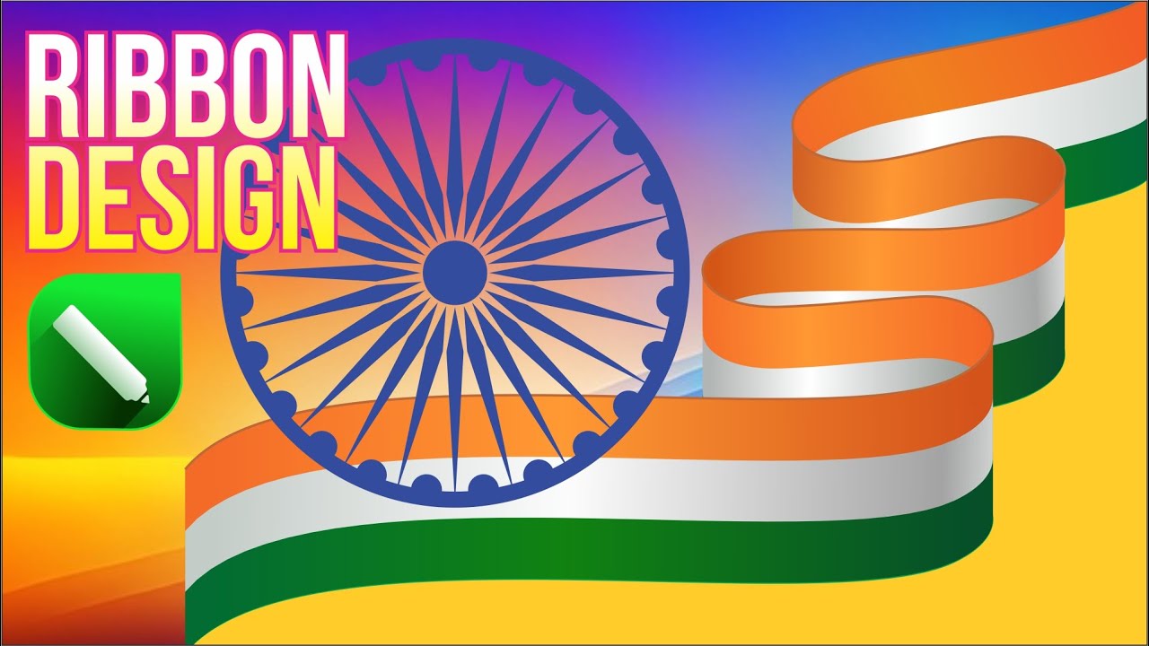 Tricolour Ribbon Design | 15 August Ribbon Design in Coreldraw - YouTube