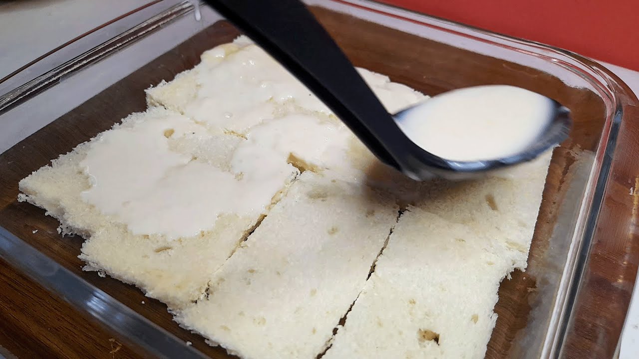 Super cheap & easy dessert using leftover bread & milk! No cream, No ...