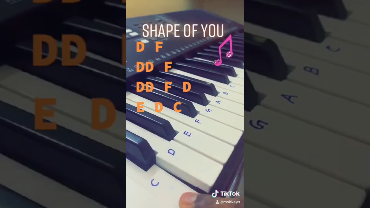 Shape of you song easy keyboard piano notes - YouTube