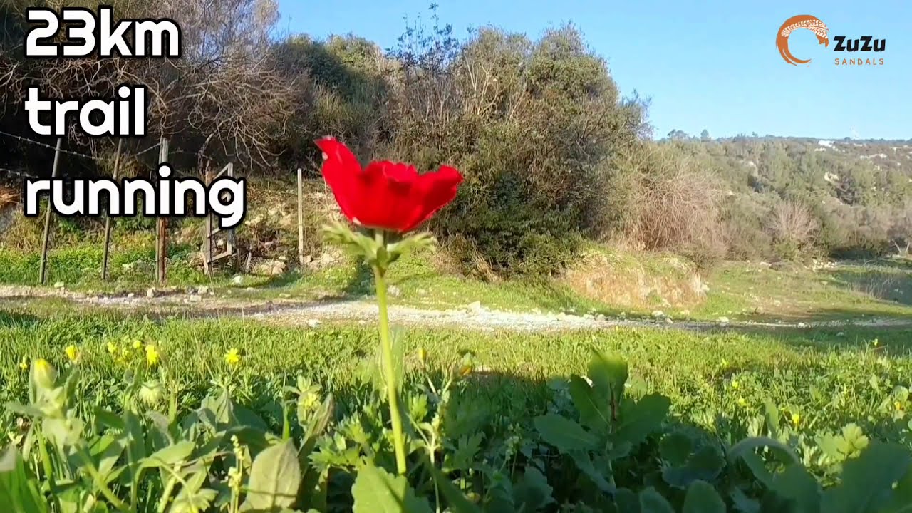 23km trail running with ZuZu sandals - ריצת שטח עם סנדלי זוזו - YouTube