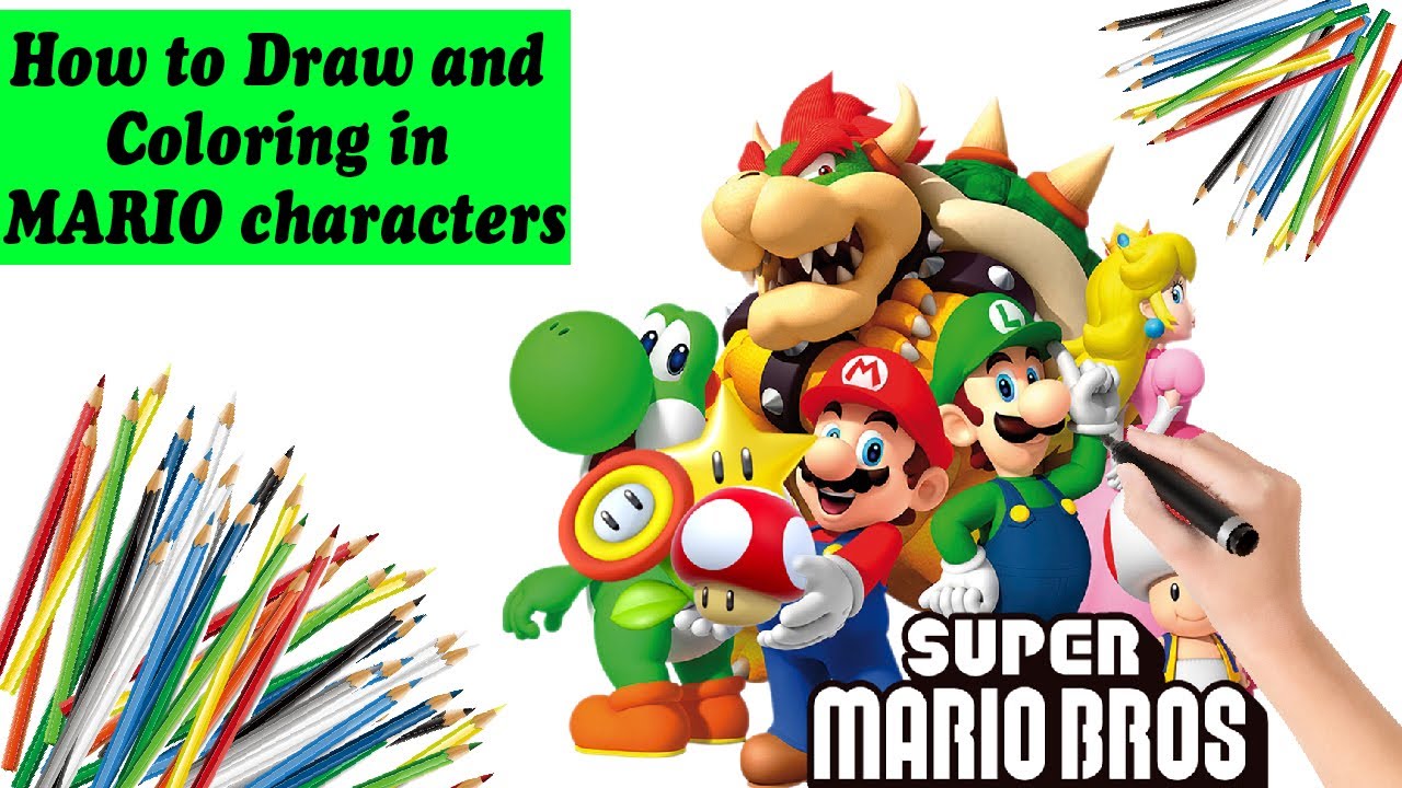 How to Draw super mario bros characters-सुपर मारियो ब्रदर्स पात्रों को ...