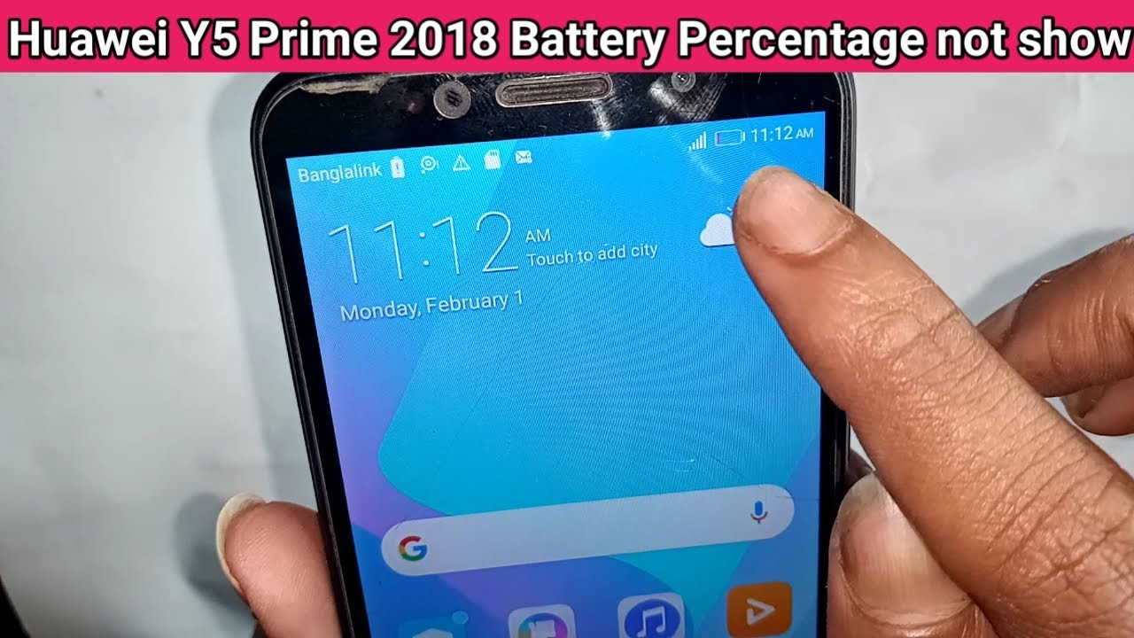 How to show battery percentage huawei y5 prime 2018 phone - YouTube