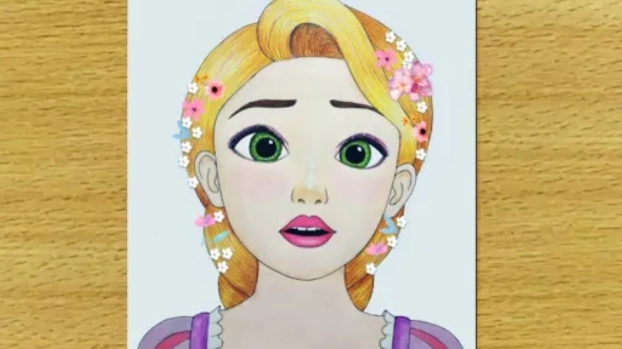 Disney Rapunzel drawing - how to draw disney princess Rapunzel || Step ...