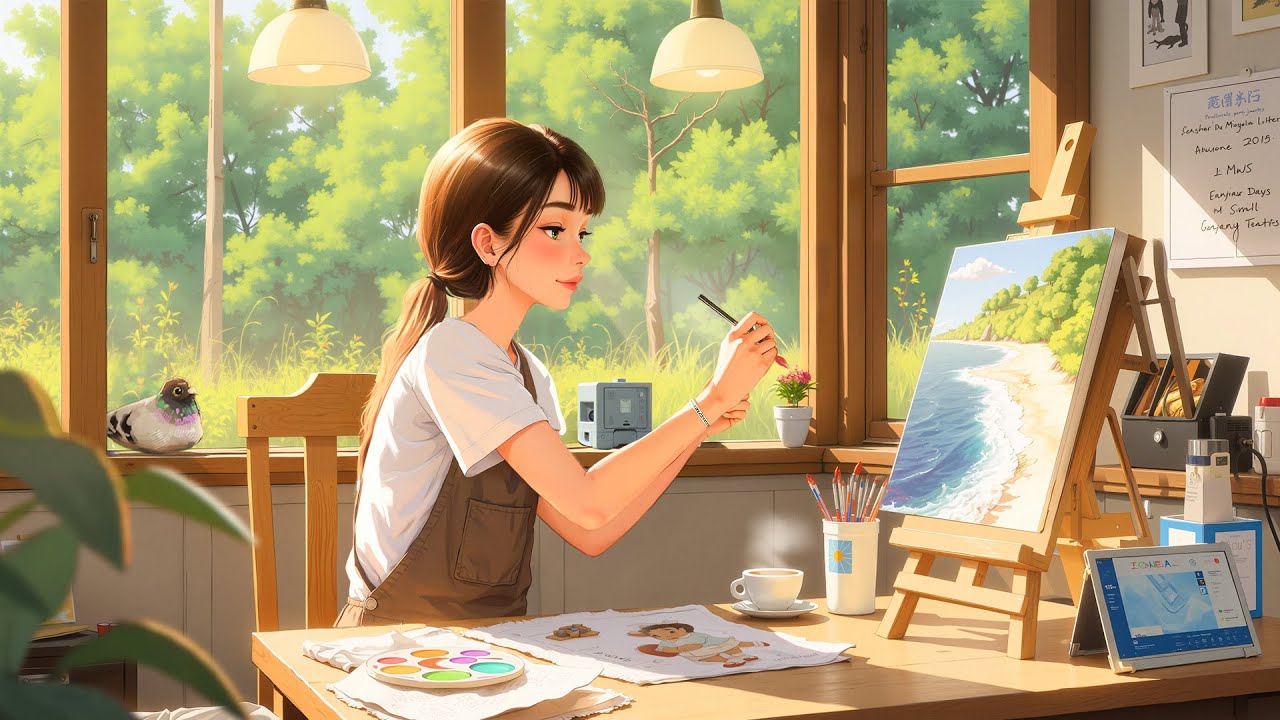 Peaceful Morning Lofi ~ Creative Art Vibes by the Window | Chill ...