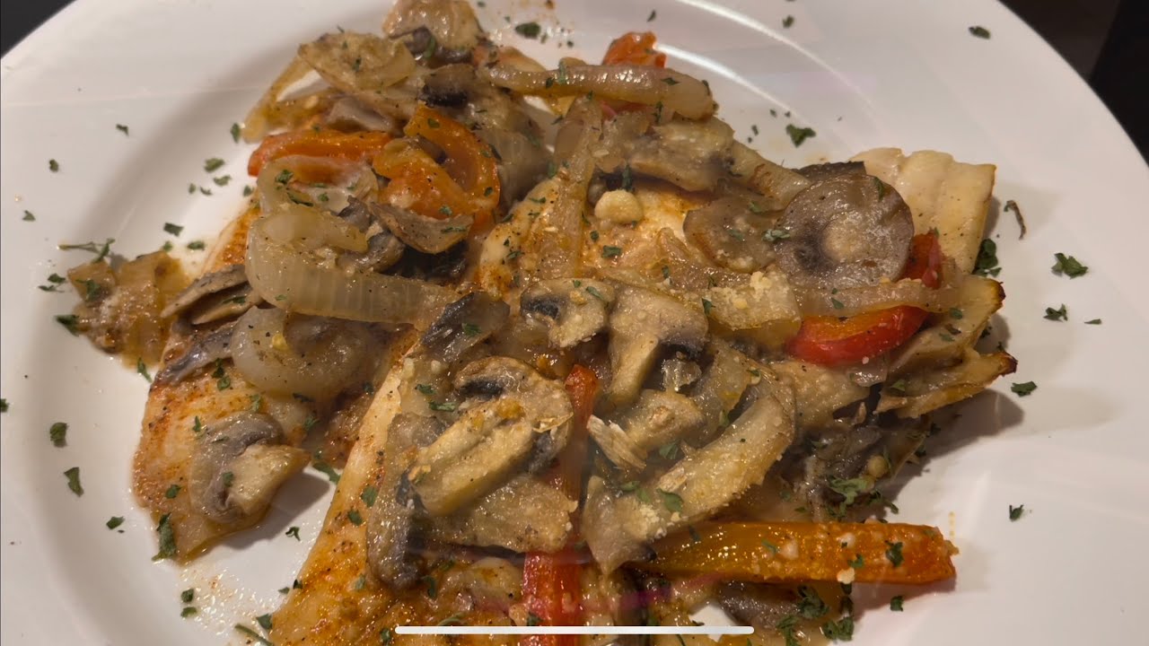 Flounder Baked in butter and white wine with peppers and mushrooms 😂😂 ...