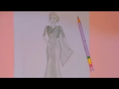 Drow a cute and beautiful girl with traditional dress sari. - YouTube